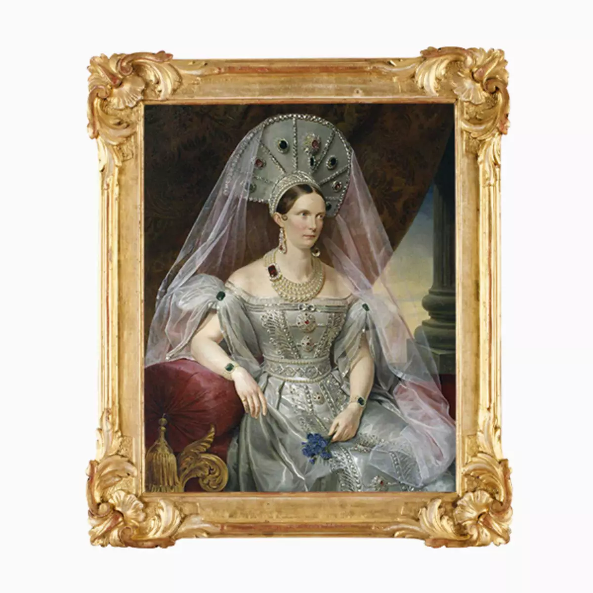 Franz Kruger. Hlavním portrétem Alexandra Fedorovny, matky Alexander II, v dekorací s Alexandrite. 1830-e.