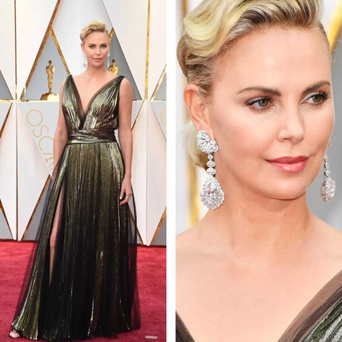 Charlize Teron در گوشواره Chopard Chandellabra