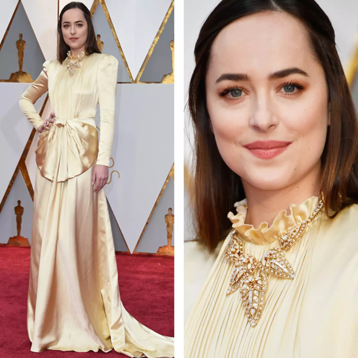 Dakota Johnson in a vintage necklace Cartier