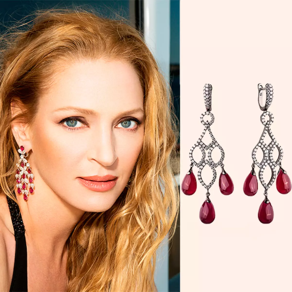 گوشواره با الماس و Rubies، SL؛ (قیمت مرجع)