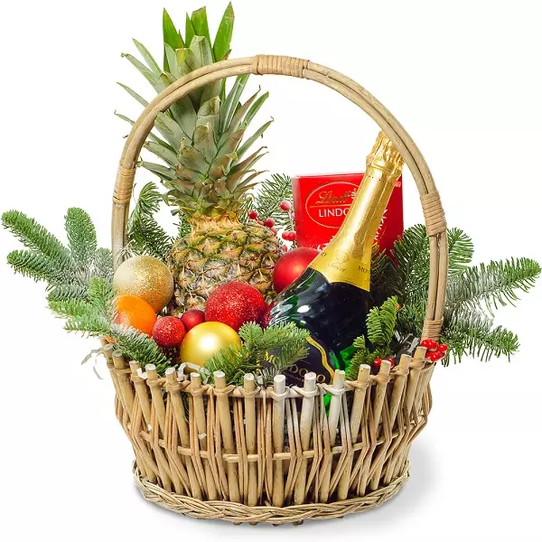 Panier de fruits et de champagne pour le nouvel an