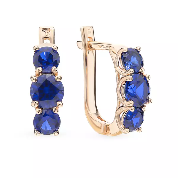 Gold Earrings na may Sapphires Sanlight.