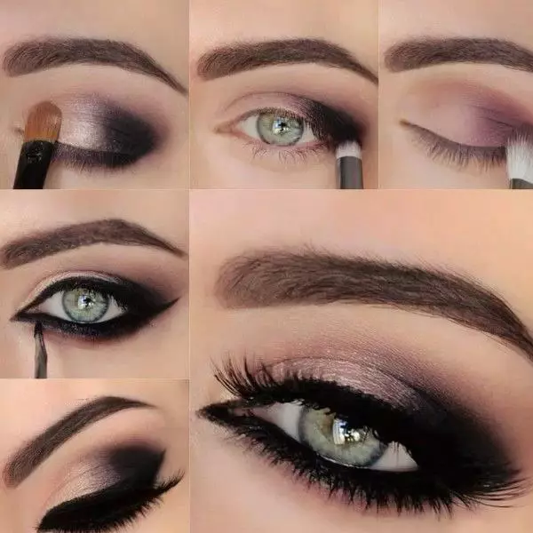 Eye makeup na may Black Shadows.