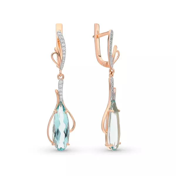 Awọn afikọti pẹlu aquamarine bi ẹbun kan