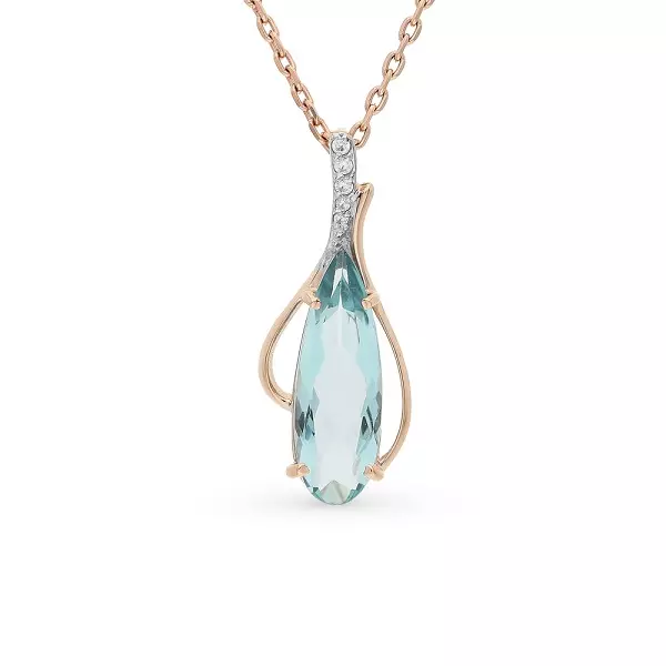 Pendanti goolu pẹlu aquamarine ati awọn onibaje