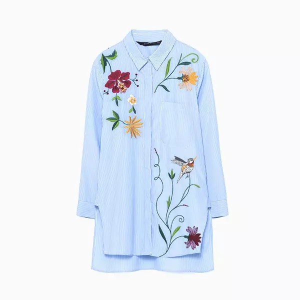 Zara Flower Broderi Shirt