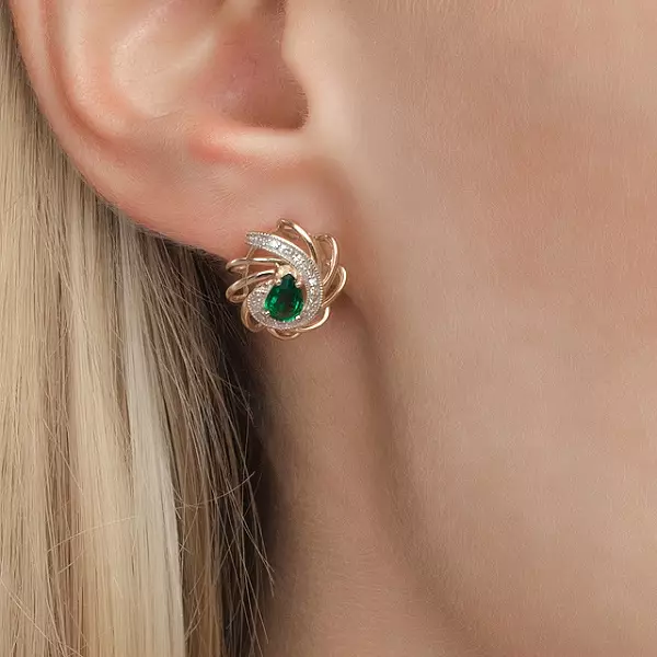 Rose Gold Earrings with Emeralds and Diamonds