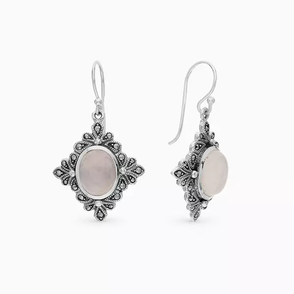 SL Earrings dengan Quartz Pink