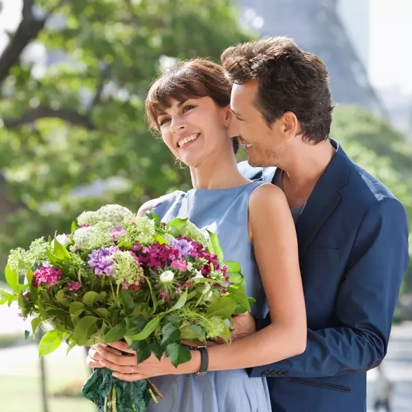 Man presented flowers