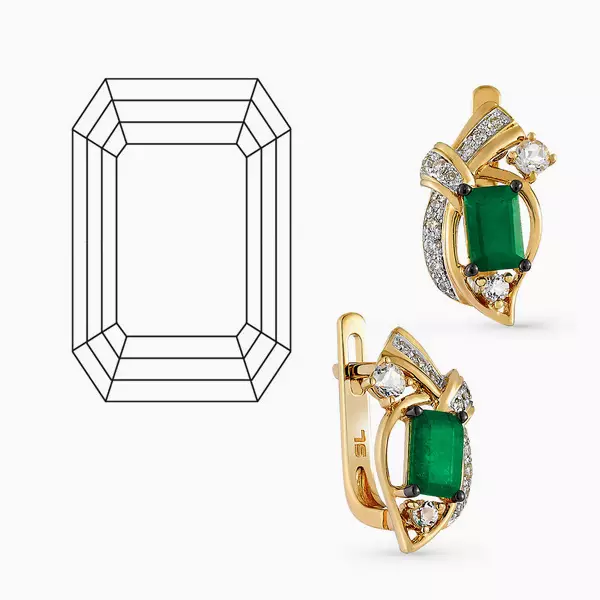 Gold SL Earrings with Diamonds, Topazami and Emeralds