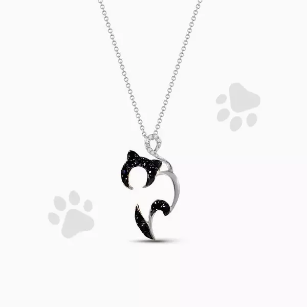 Katze mit einer Katze SL mit Diamanten und Saphiren