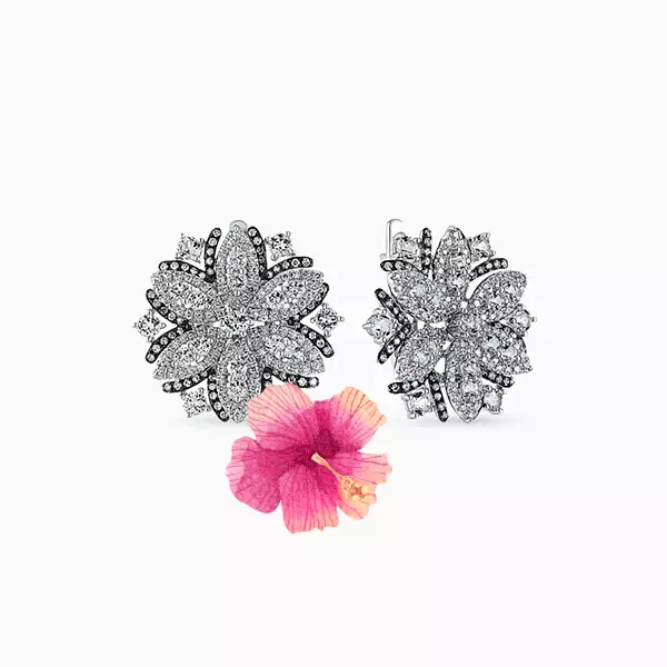 Boucles d'oreilles SL, or blanc, diamants, topazy