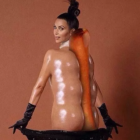 Parody op in foto-sesje Kim Kardashian yn papiermagazine