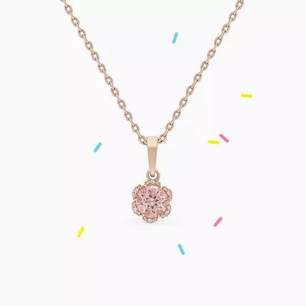 SL Pendant, Rose Gold, Morganite, Fianites