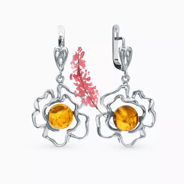 Anting SL, Silver, Amber