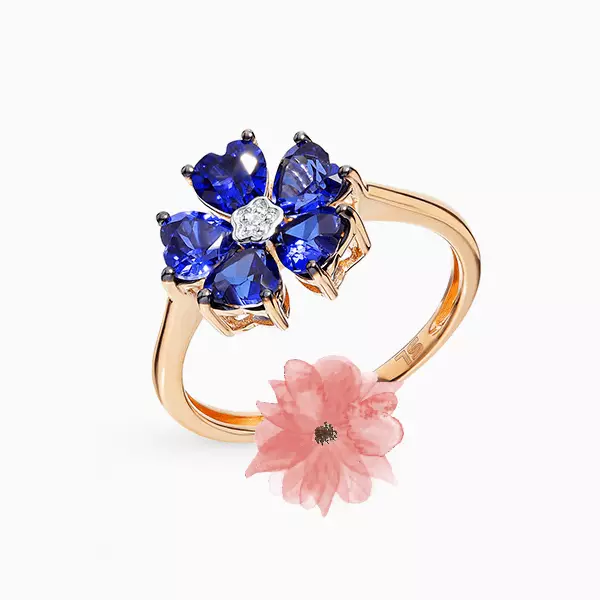 Ring SL, Rose Gold, Sapphires, Diamonds