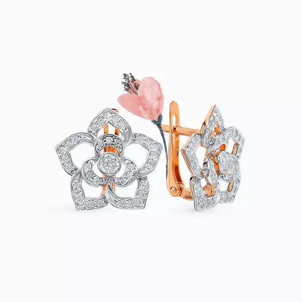 SL Earrings, Rose Gold, Fianitsa