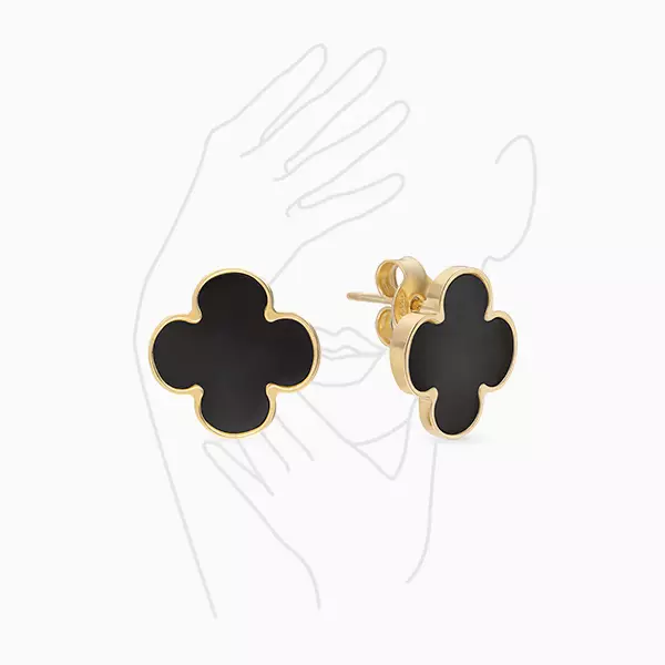 Anting-Carnations SL, Emas Kuning, Onyx