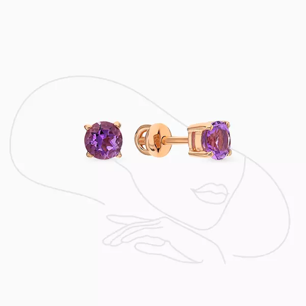 Boucles d'oreilles SL carnation, or rose, améthystes