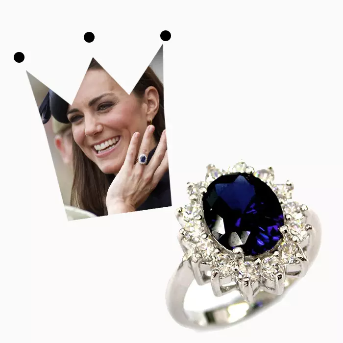 Ring Hwylio Garrard gyda Glas Sapphire wedi'i amgylchynu gan Diamonds